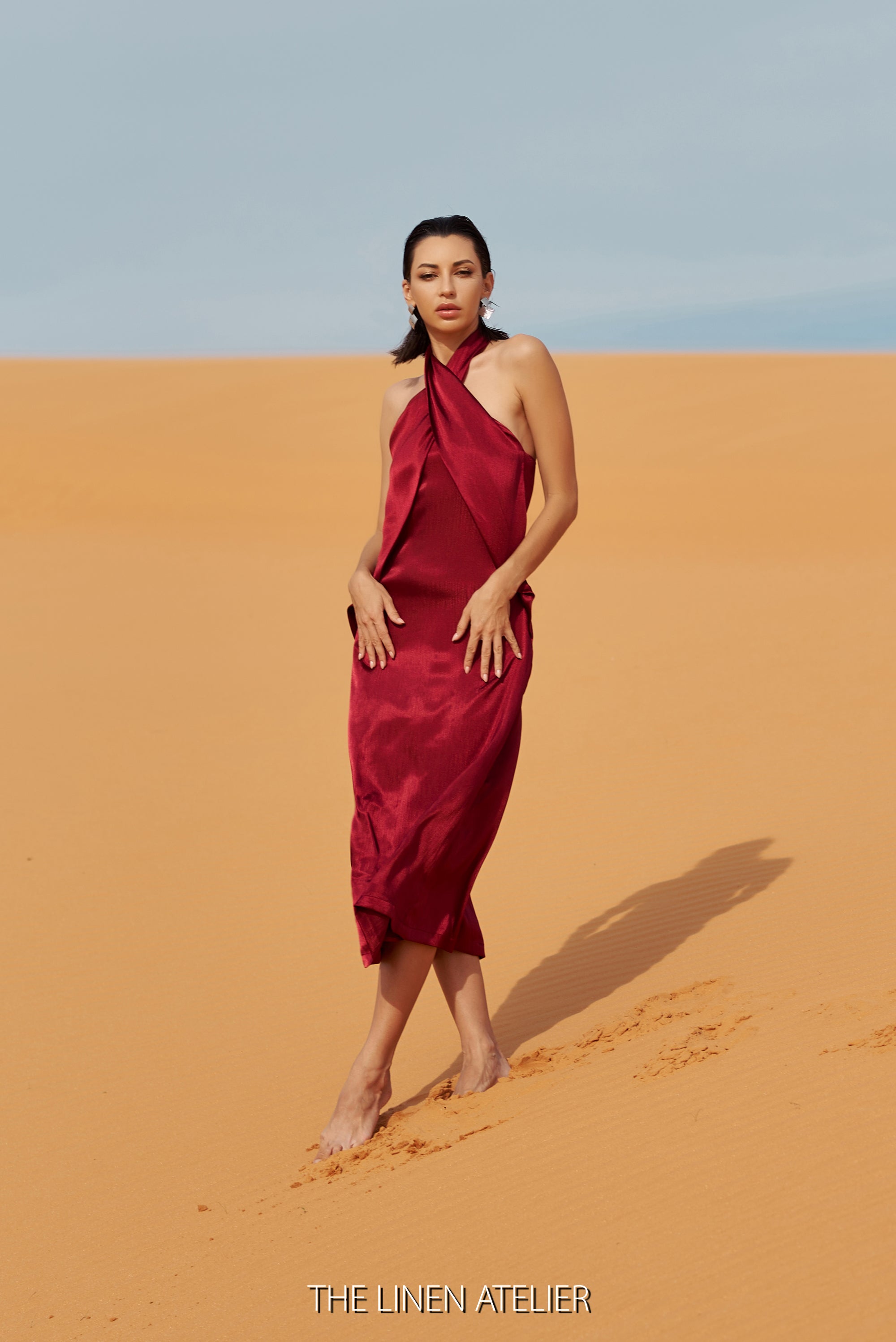 FRANKIE Silk Cross Over Neck Dress – Look Want Wear Love